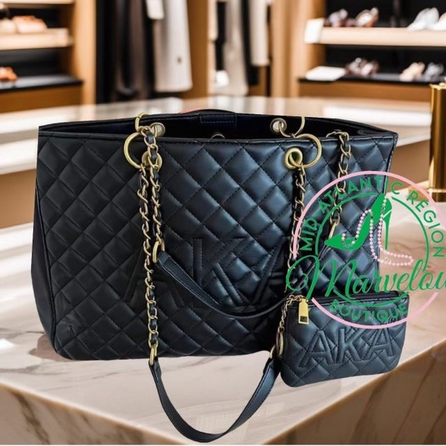 AKA Black Quilted Tote Bag